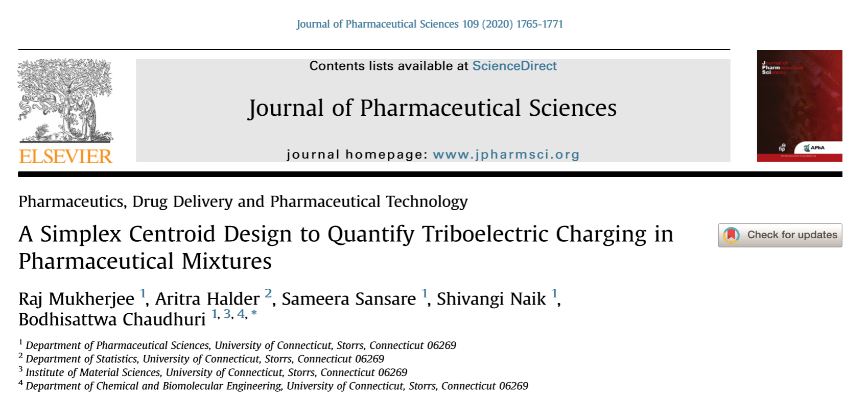 CPPR findings published in Journal of Pharmaceutical Sciences | Kildsig CPPR